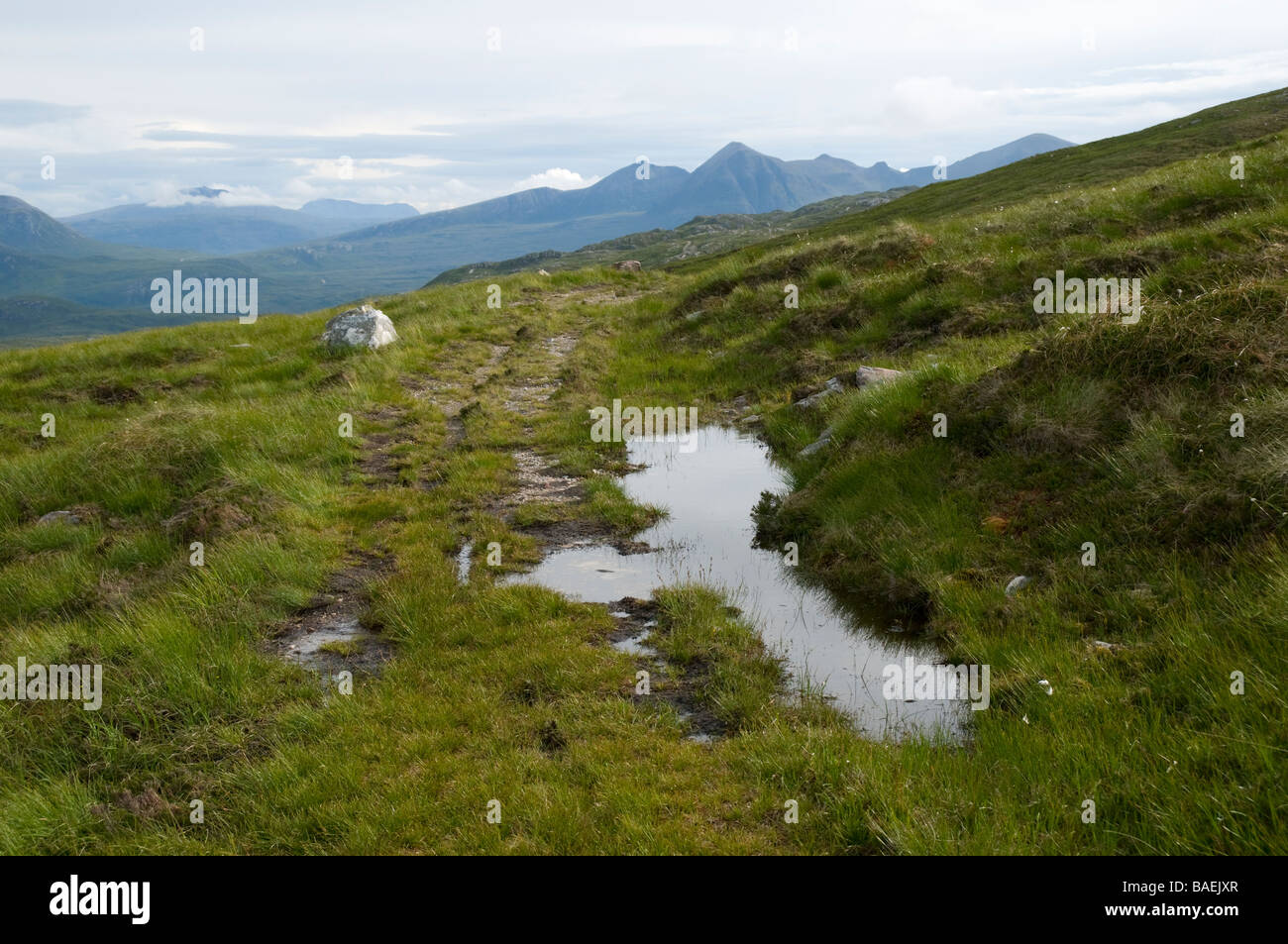 The peak of Quinag from a stalker's path on Ben Dreavie, Reay Forest ...