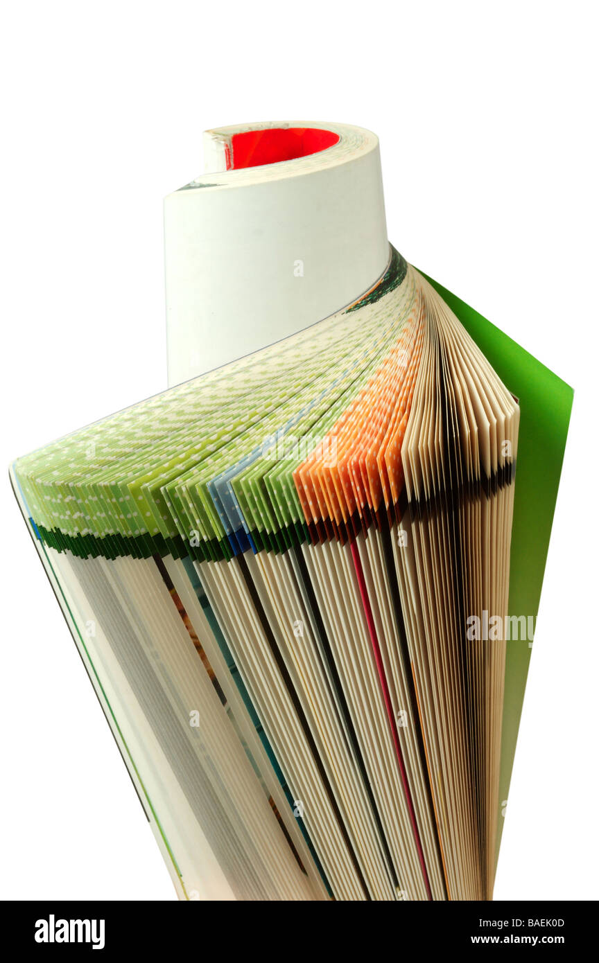 Color pages of old magazine on a white background Stock Photo - Alamy