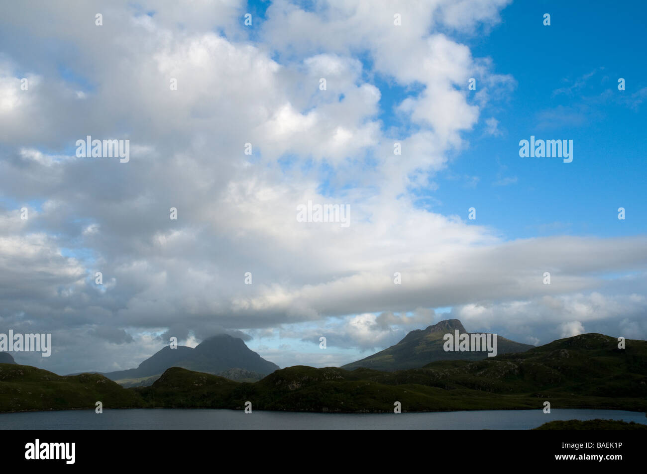 The Coigach peaks of Cul Beag and Stac Pollaidh (Stac Polly) from Loch ...