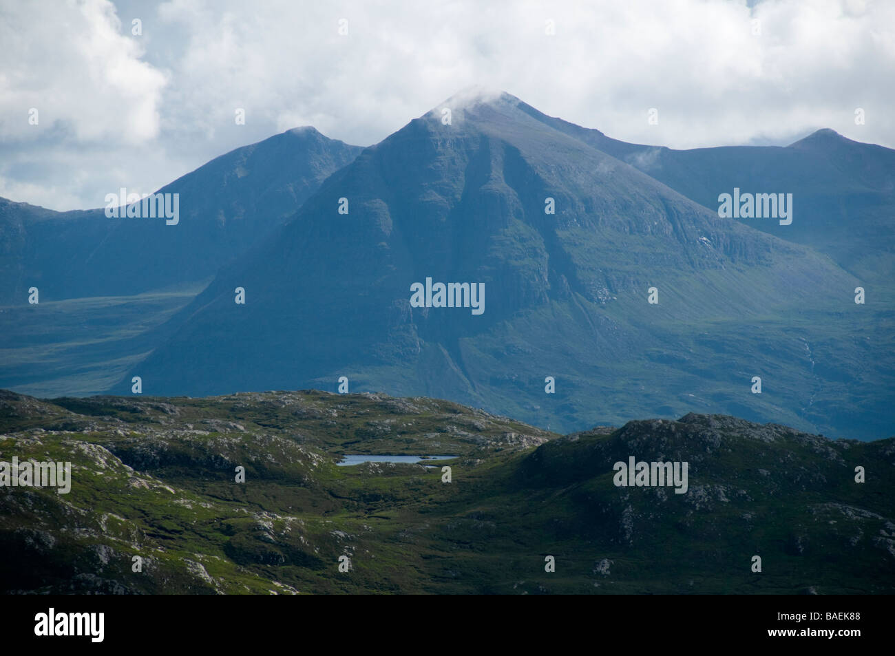 The peak of Quinag from Ben Dreavie, Reay Forest, Sutherland, Scotland ...
