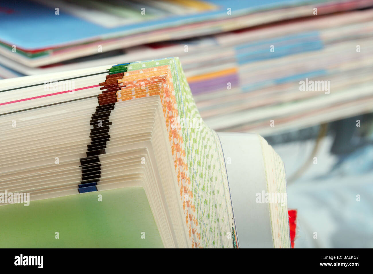 Color pages of old magazine on a white background Stock Photo - Alamy