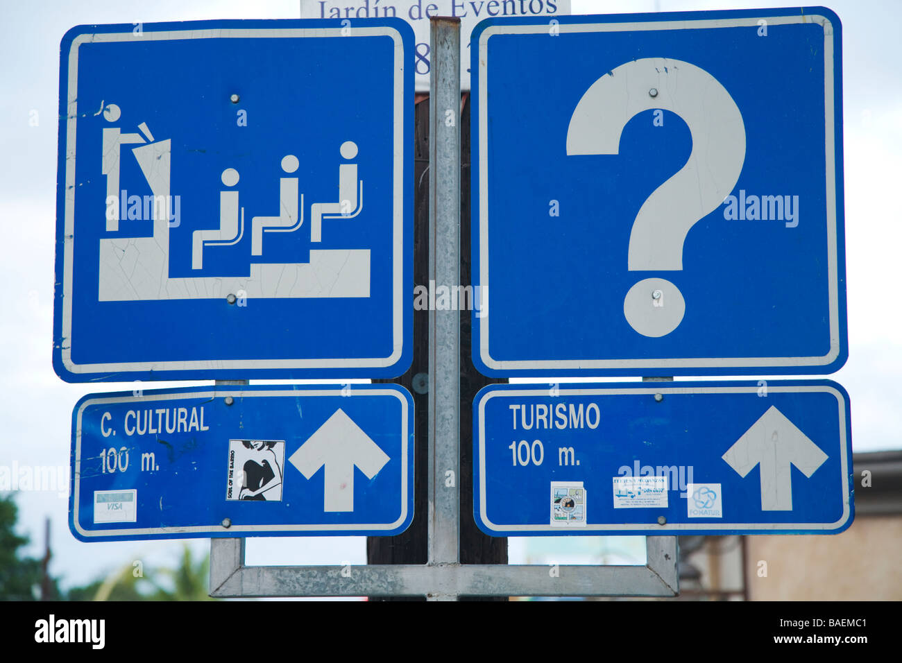 MEXICO San Jose del Cabo Blue tourism information and direction signs ...