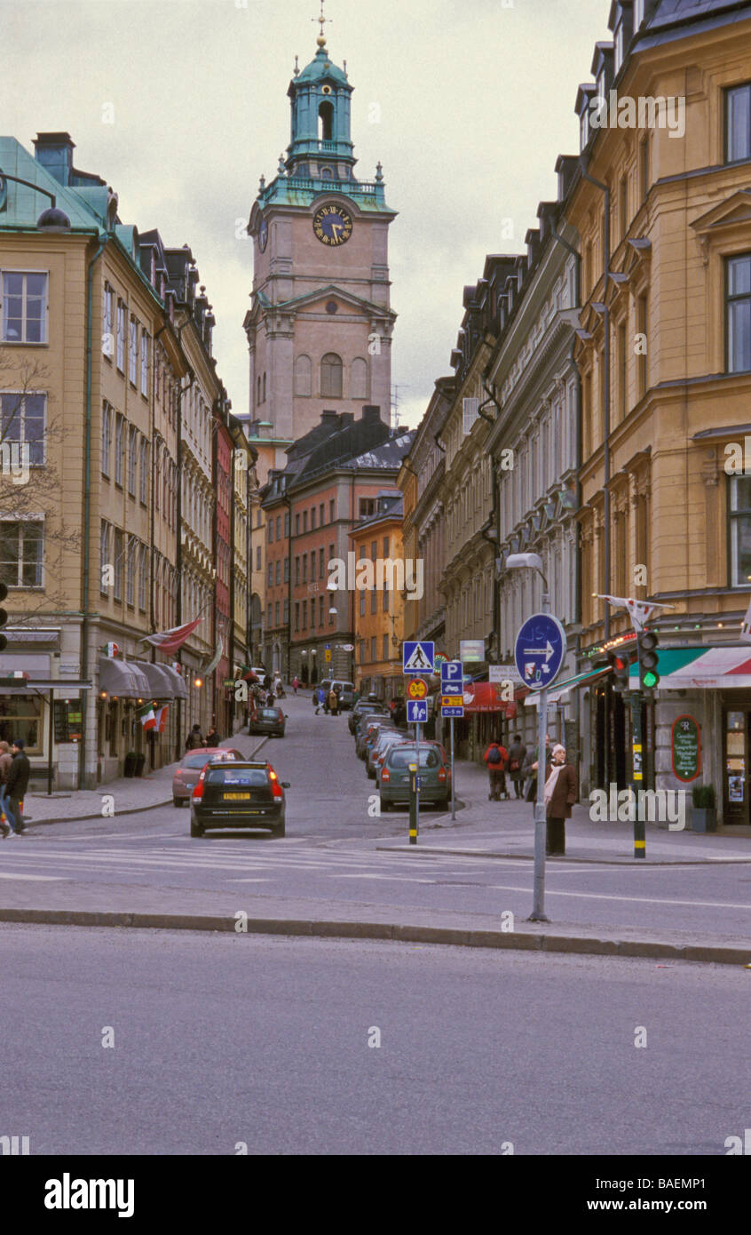 Street scene near Storkyrkan or Saint Nicolaus Church. Built in the ...