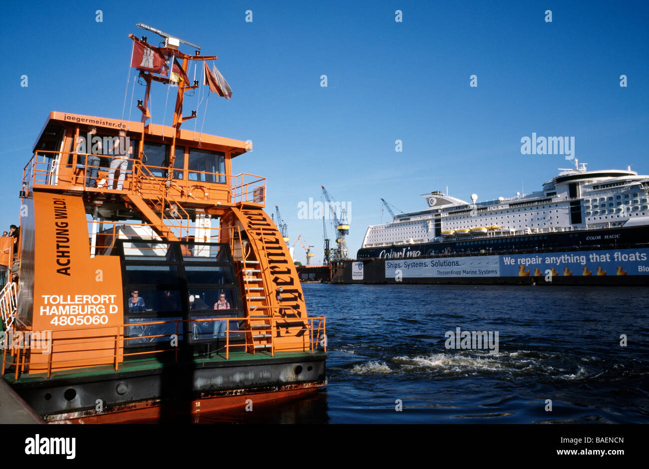 April 20, 2009 - Ferry opposite MS Color Magic, which is docked for ...