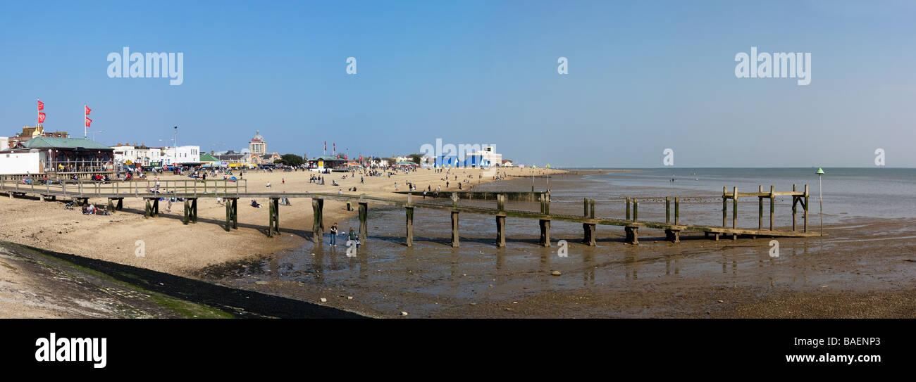 A panoramic view of the beach at Southend on Sea in Essex. Photo by ...