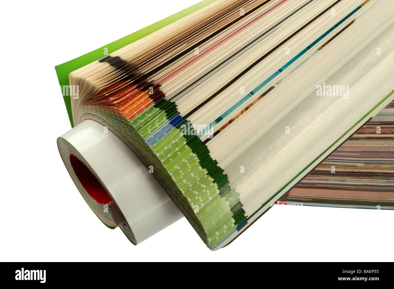 Color pages of old magazine on a white background Stock Photo - Alamy