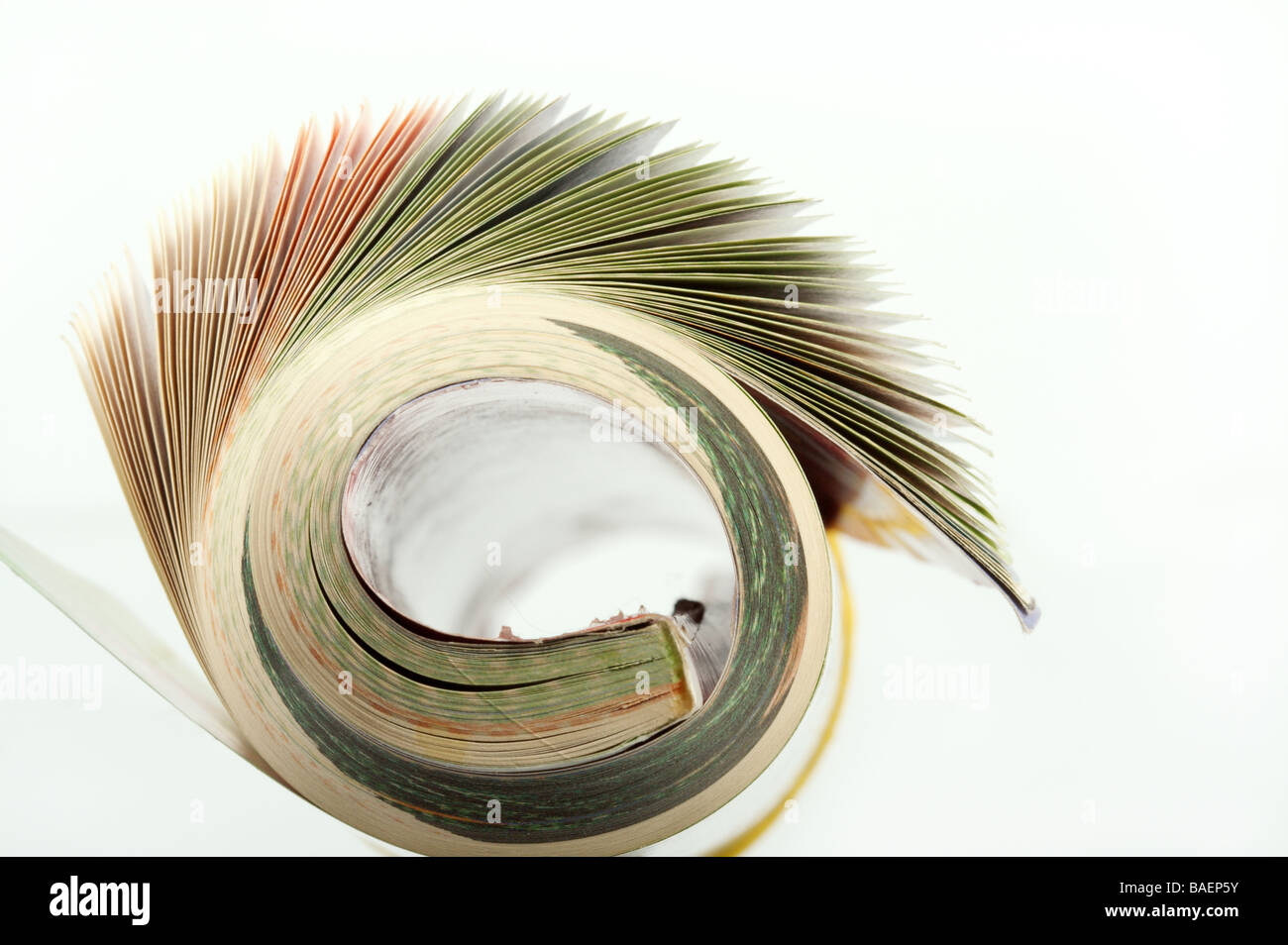 Color pages of old magazine on a white background Stock Photo - Alamy