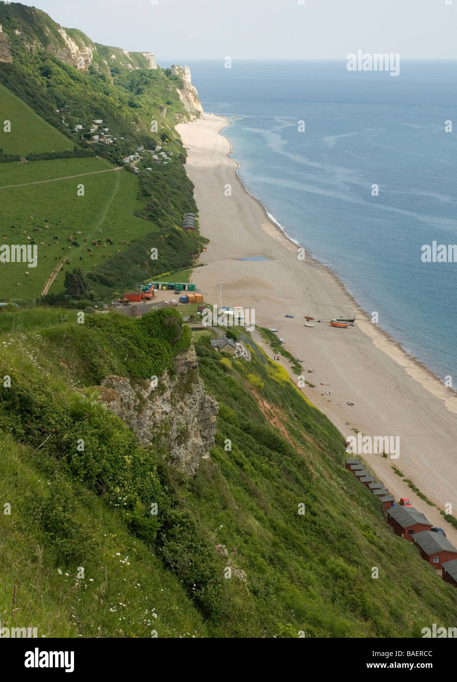 South Devon coastline, looking east along Hooken Beach from Great ...