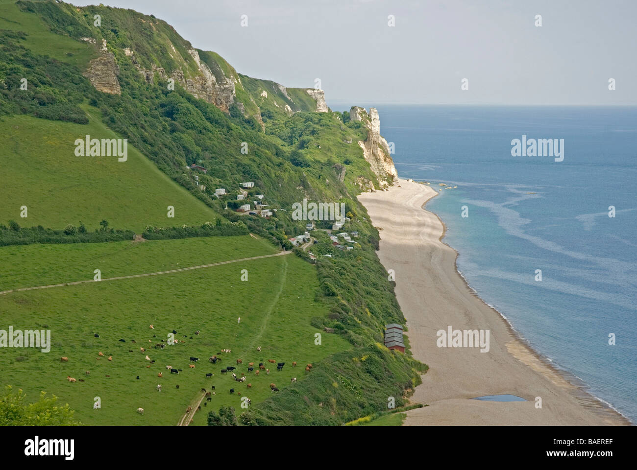 South Devon coastline, looking east along Hooken Beach from Great ...