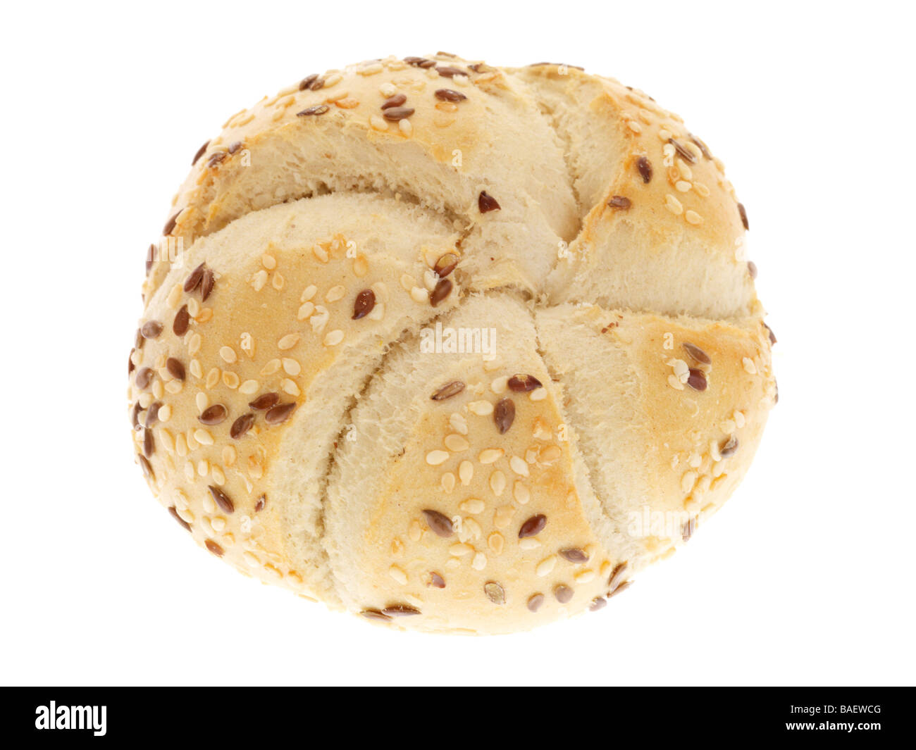 Freshly Baked Linseed And Sesame Soft Individual Bread Rolls Isolated ...
