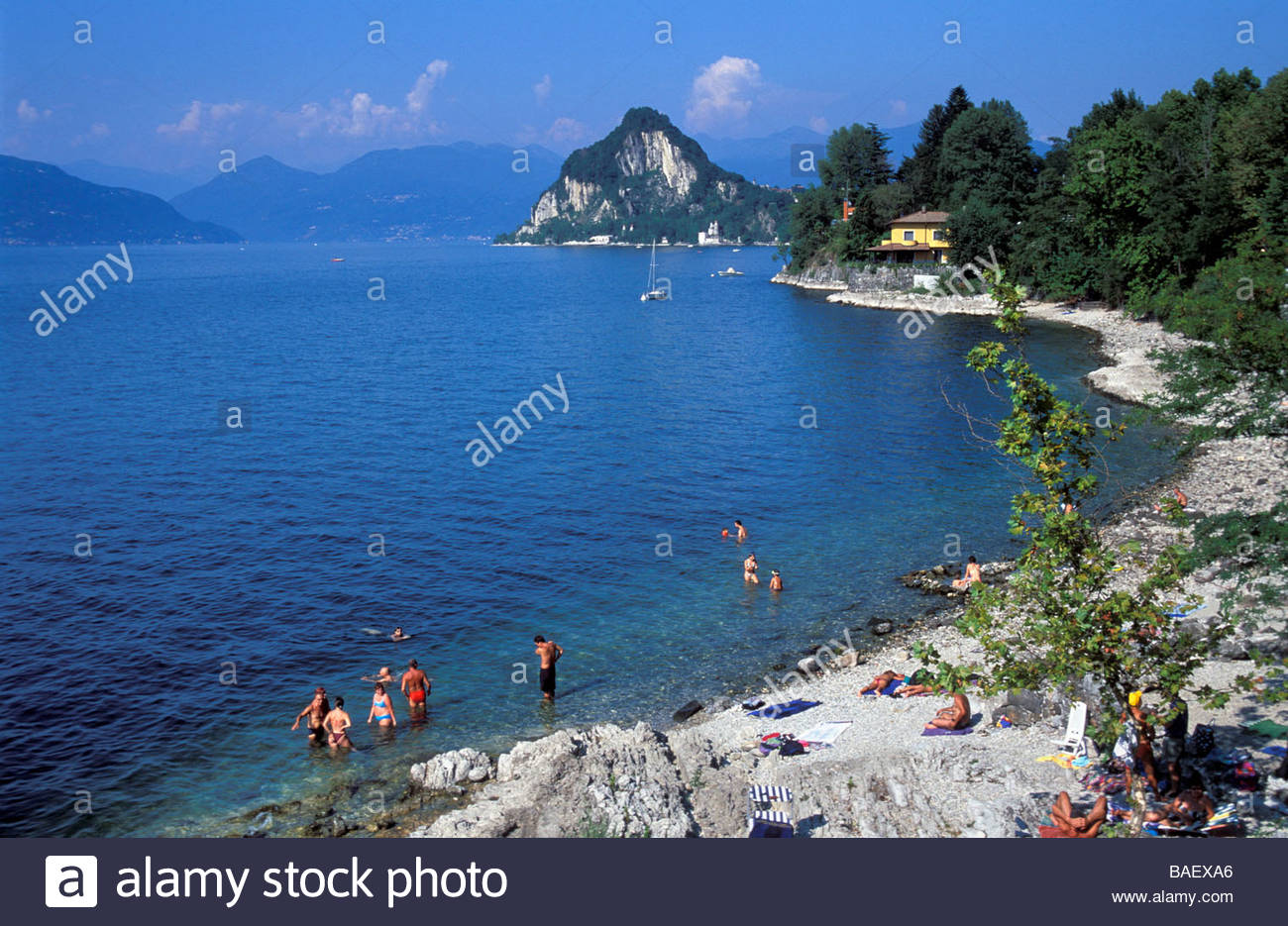 Cinque Arcate beach, Stresa, Lago Maggiore, Lombardy, Italy Stock Photo ...
