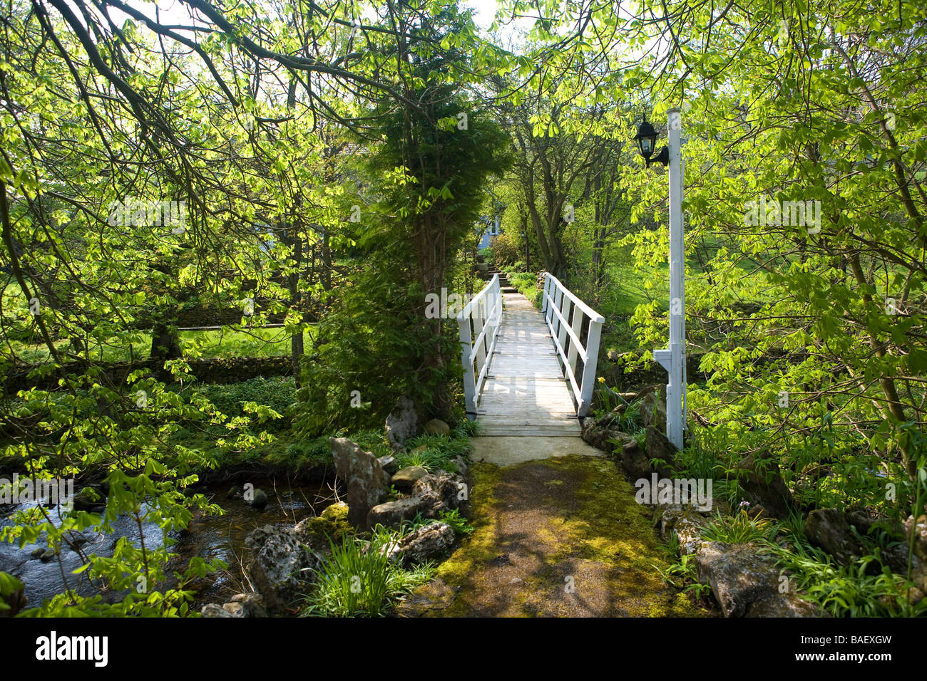 White Footbridge Muker Yorkshire Dales England Stock Photo - Alamy