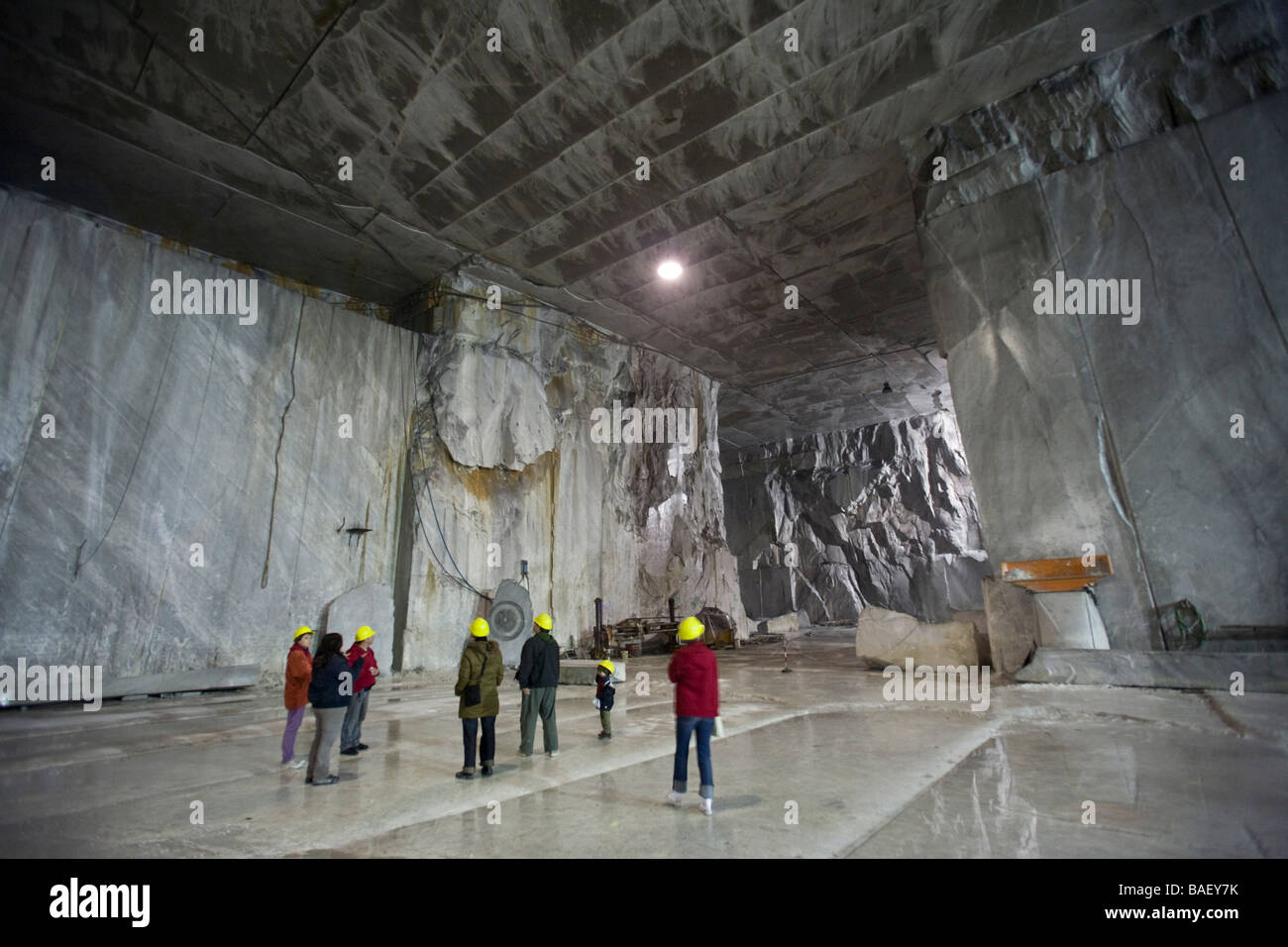 An underground marble Mine, at Carrara (Tuscany - Italy). Exploitation ...