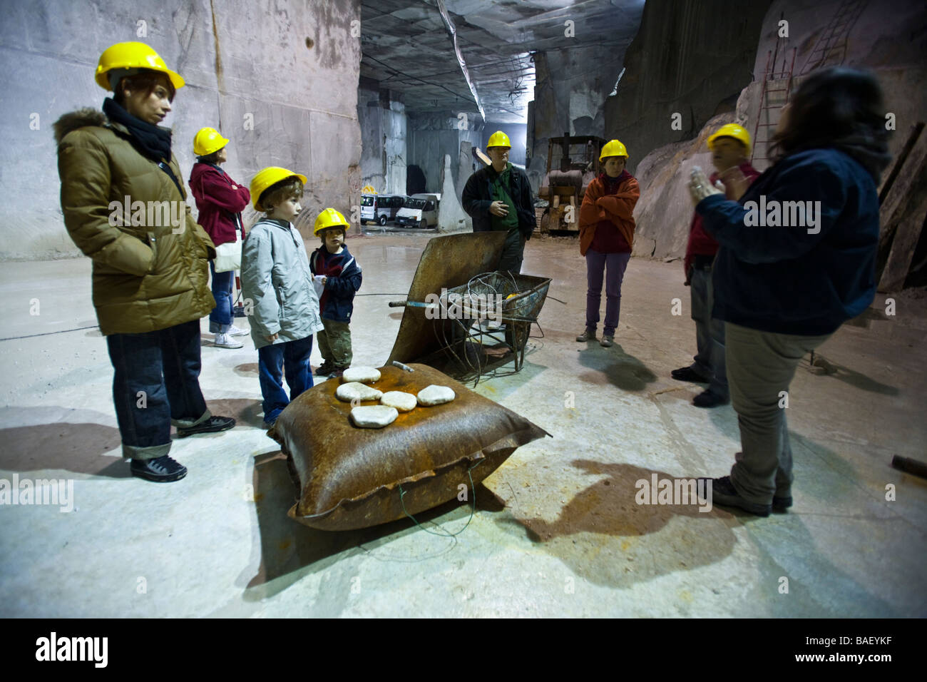 An underground marble Mine, at Carrara (Tuscany - Italy). Exploitation ...