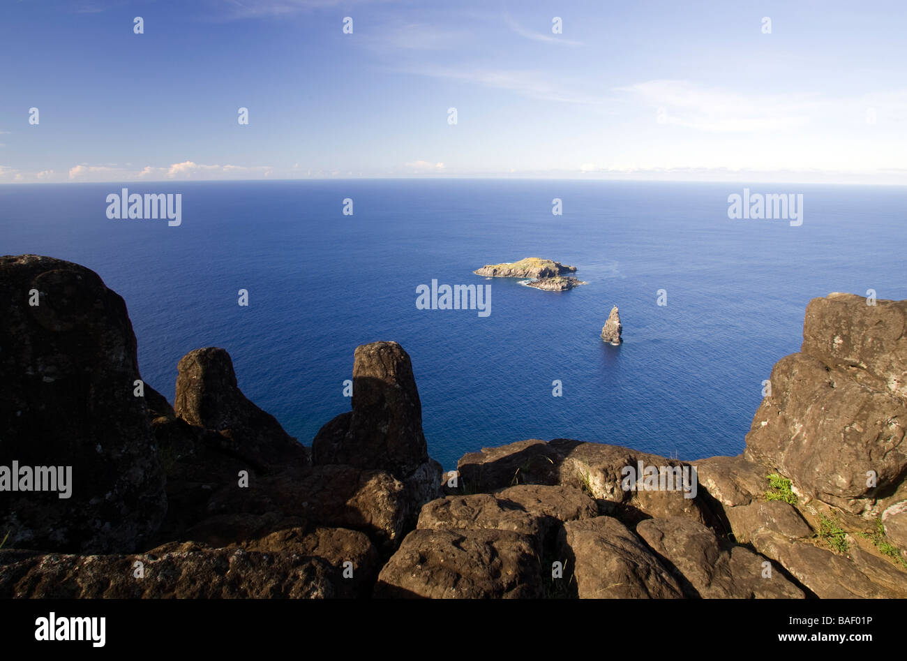 View of Motu Nui Islet Bird man Cult Ceremony - Easter Island, Chile ...