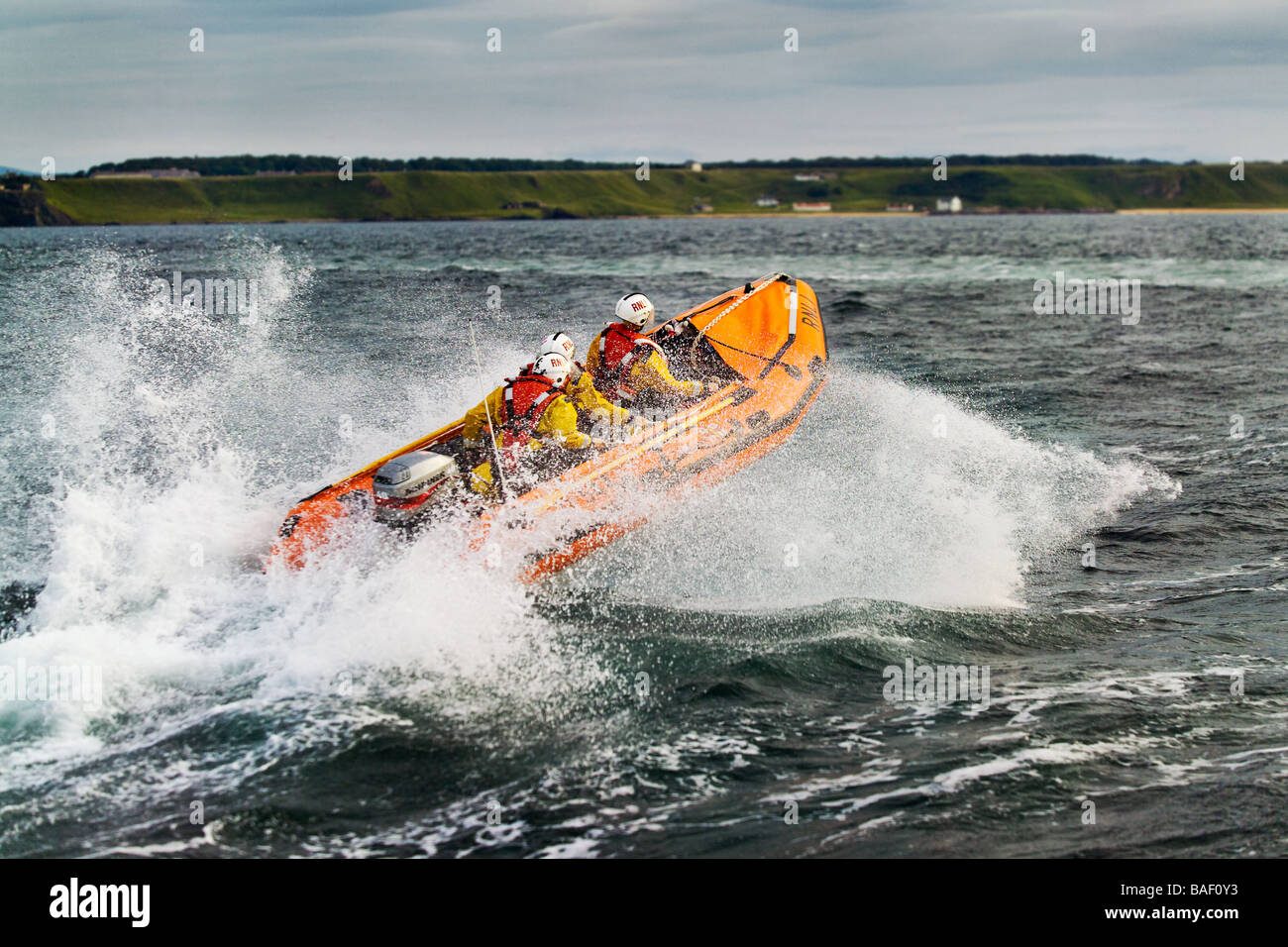 photograph of RNLI rescue rib jumping a wave Stock Photo - Alamy