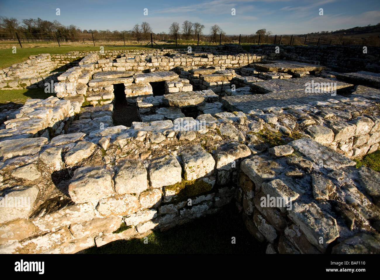 Commandant s House at Chesters Roman Fort Northumberland England Stock ...