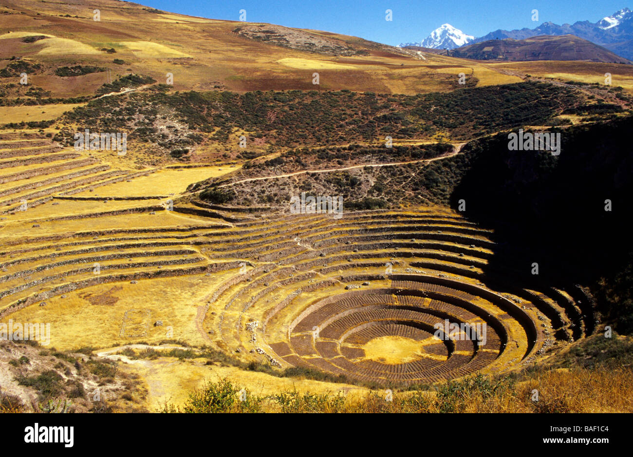 Concentric terraces ( Inca period ) Moray Urubamba valley Peru Stock ...