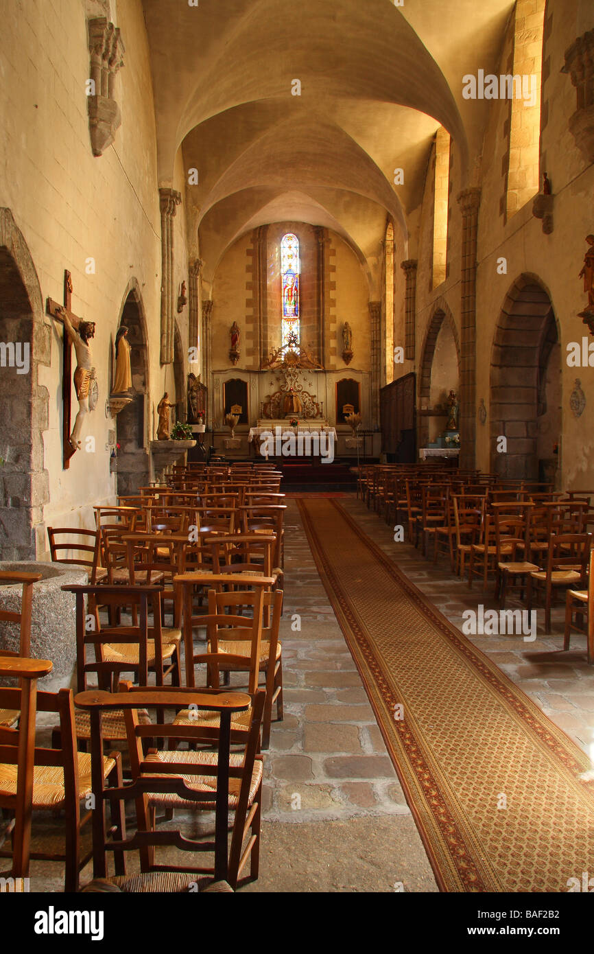 The interior of the church at Bujaleuf in the Limousin region of France ...