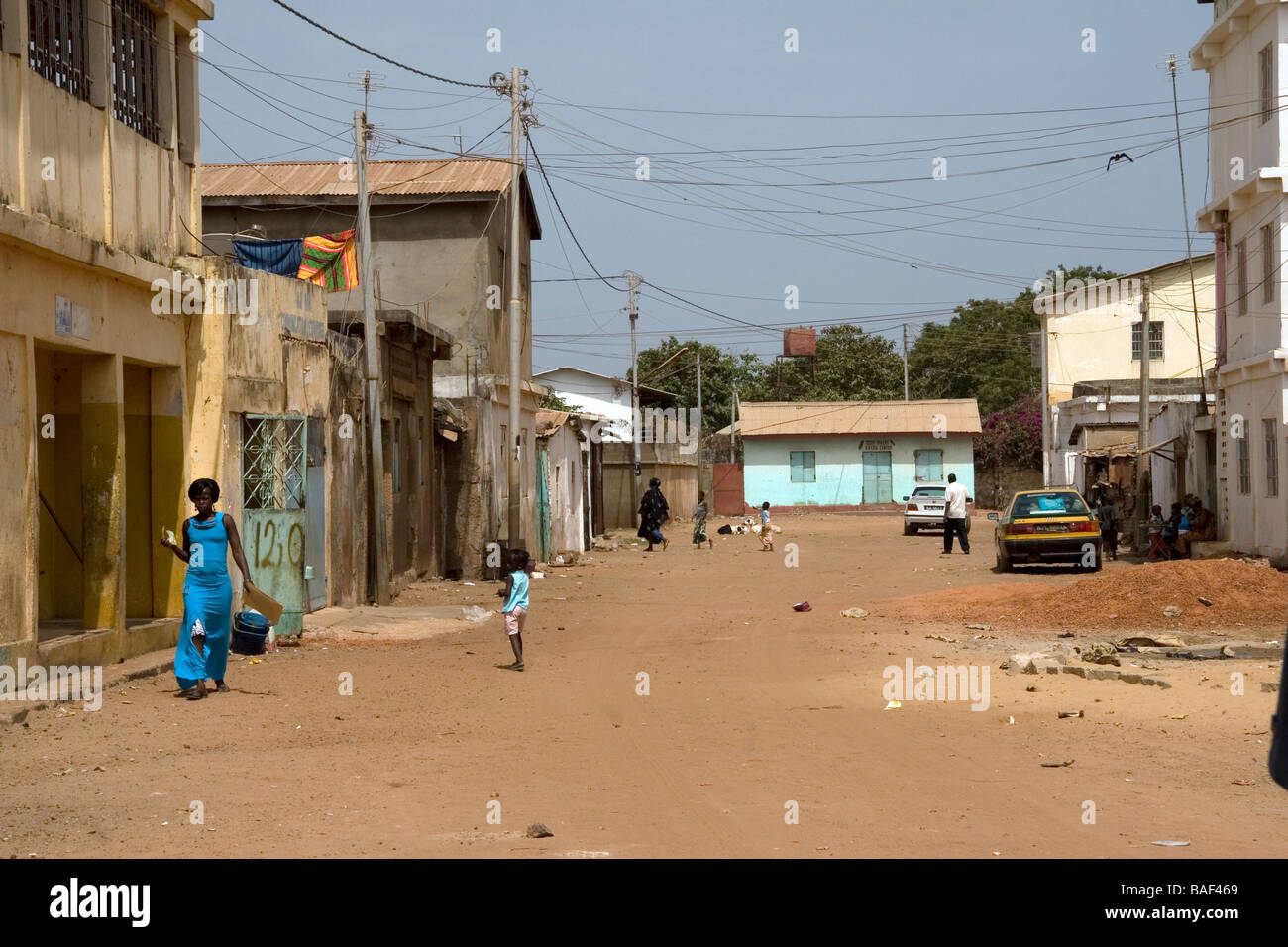 Street scene away from city centre Banjul Gambia West Africa Stock ...