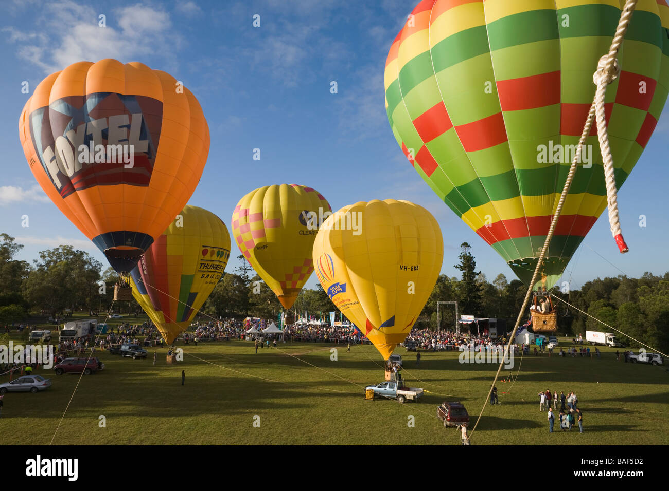 Aerial view balloons rising, Parramatta, Sydney, New South Wales ...