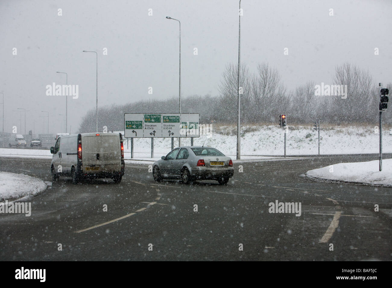 Bad Weather Portrack Roundabout Teesside England Stock Photo - Alamy