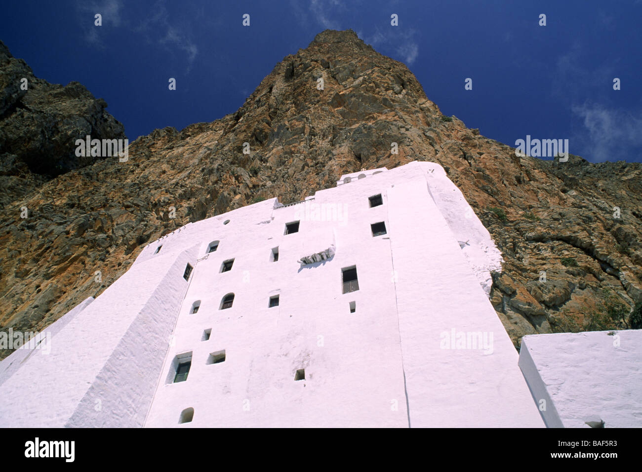 Greece, Cyclades Islands, Amorgos, monastery of Hozoviotissa Stock ...