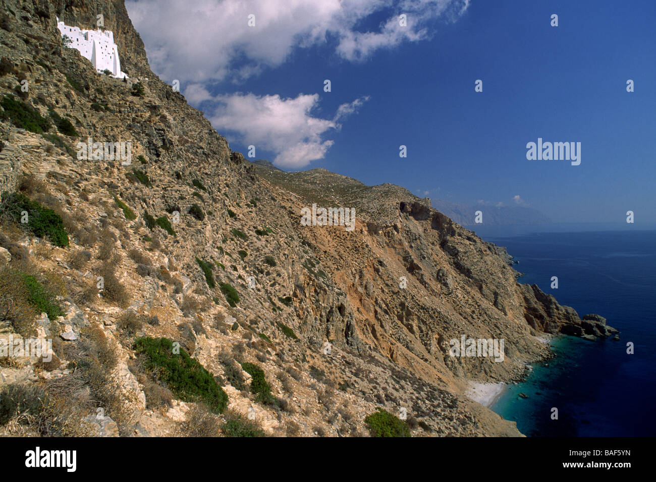 greece, cyclades islands, amorgos, monastery of hozoviotissa Stock ...