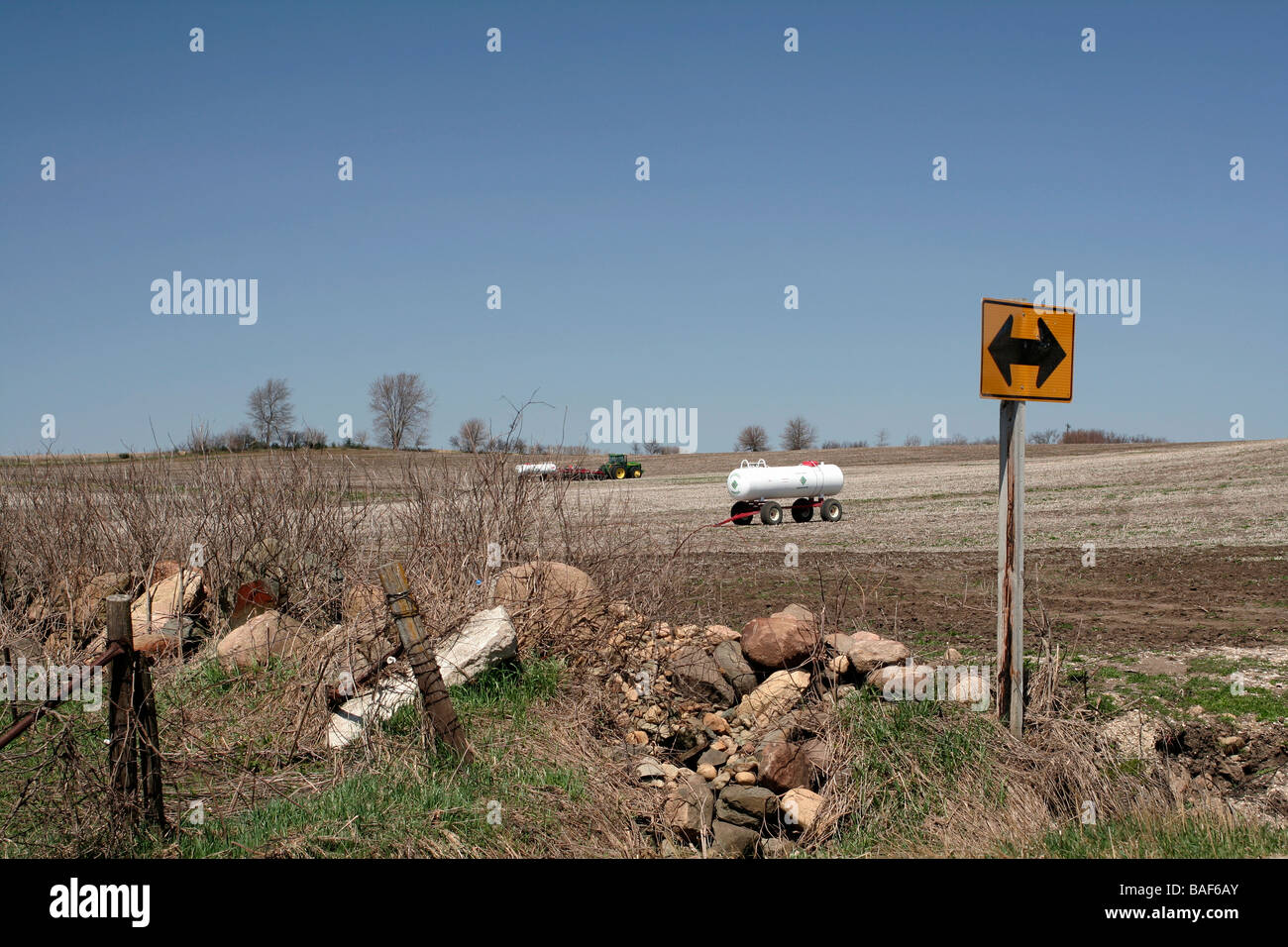 Glacial cobbles and boulders along field edge Butler county Iowa Stock ...