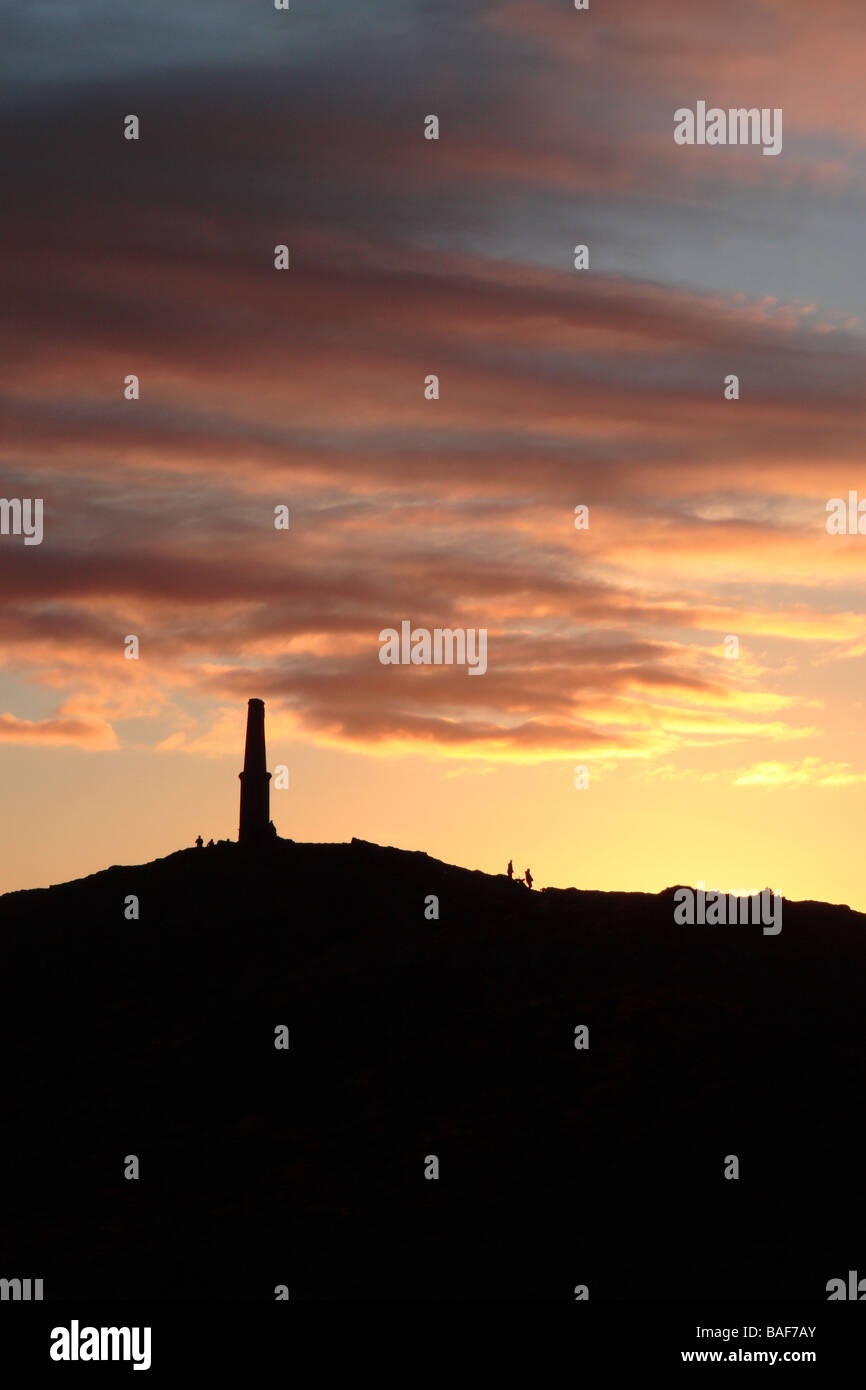 Cape Cornwall old tin mine chimney during evening dusk sunset Stock ...