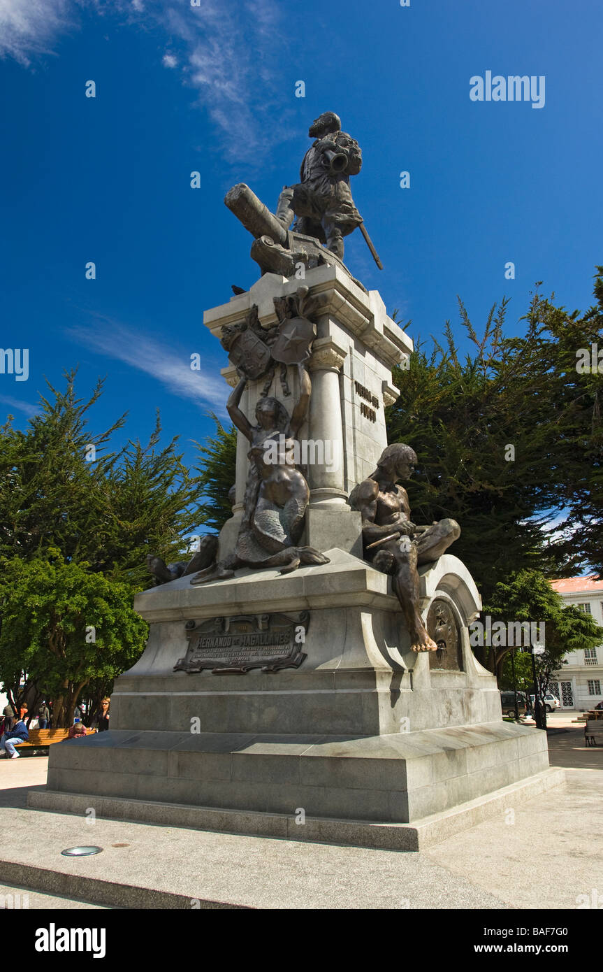 The foot of the Indian on the Memorial to Hernando de Magallanes. Plaza ...