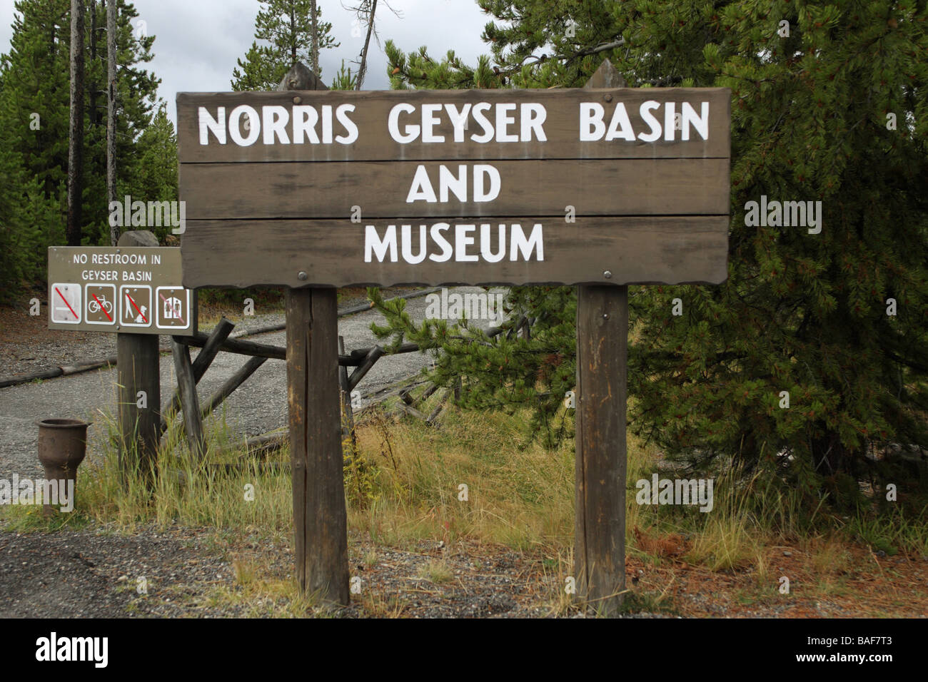 Sign Yellowstone Norris Geyser Basin and Museum Stock Photo - Alamy