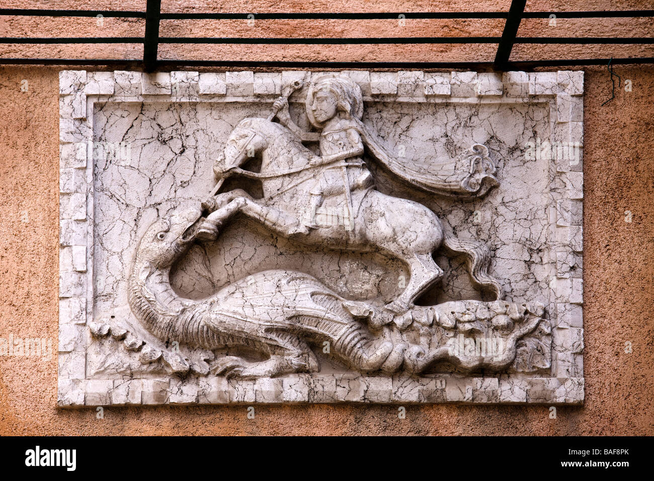 Bas Relief of George and the Dragon in Venice Italy Stock Photo - Alamy