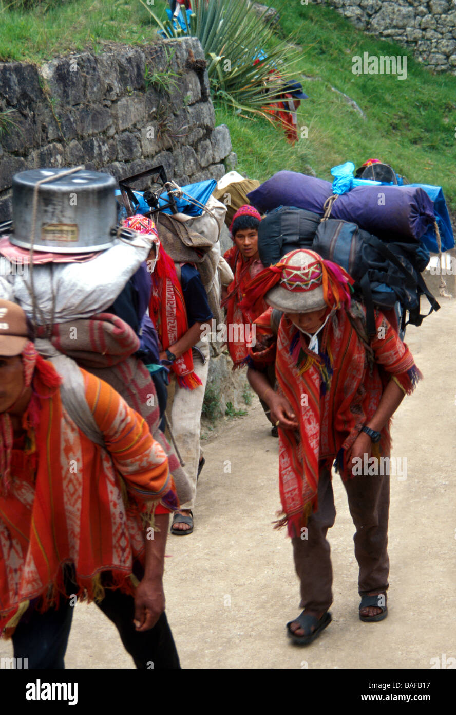 Peruvians on the Inca Trail, Machu Picchu, Peru, South America Stock ...