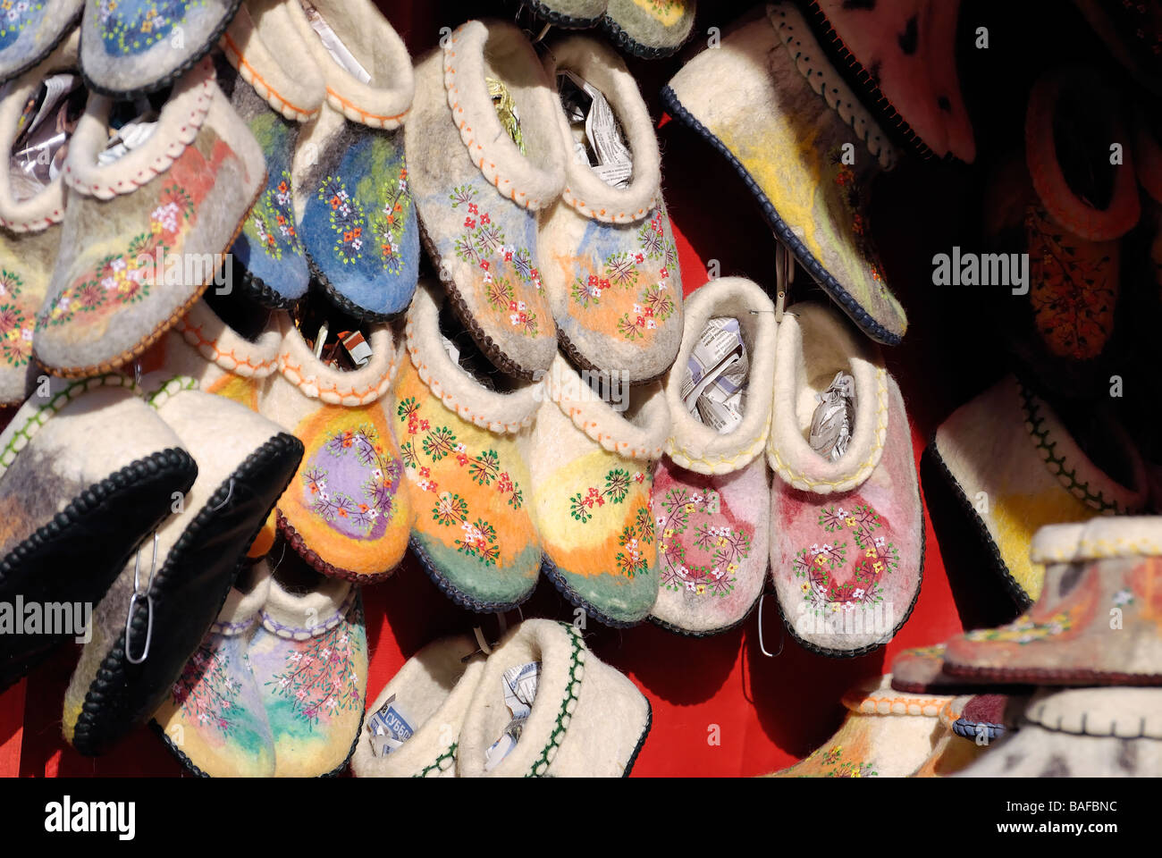 Russian slippers Moscow souvenirs street market Stock Photo - Alamy