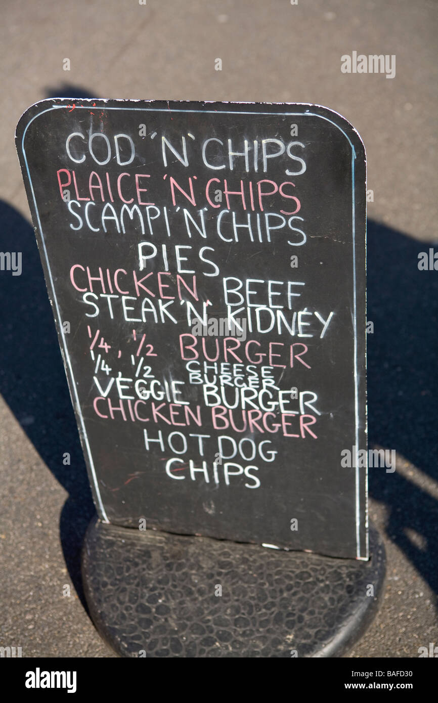 fish and chips sign Stock Photo - Alamy