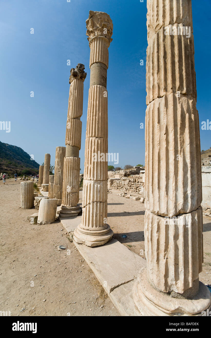Reconstructed Columns. A row of marble columns in a rare quiet corner ...