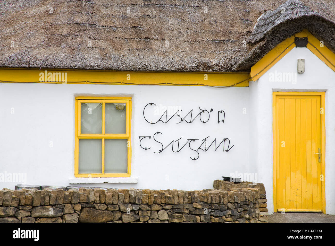 Thatched Pub in Loughanure Village County Donegal Ireland Stock Photo ...
