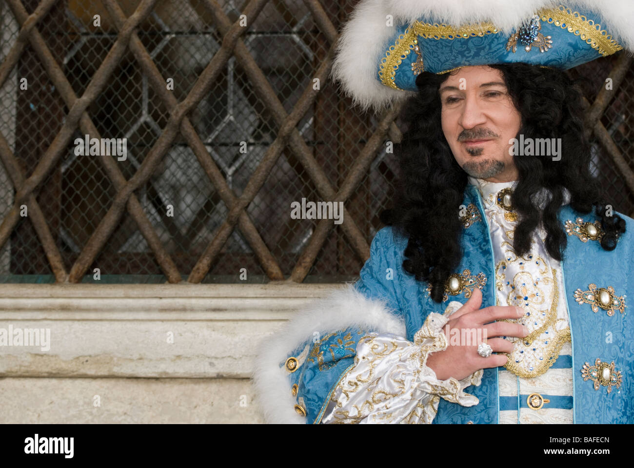 Man disguised as lord of the 18th century Stock Photo - Alamy