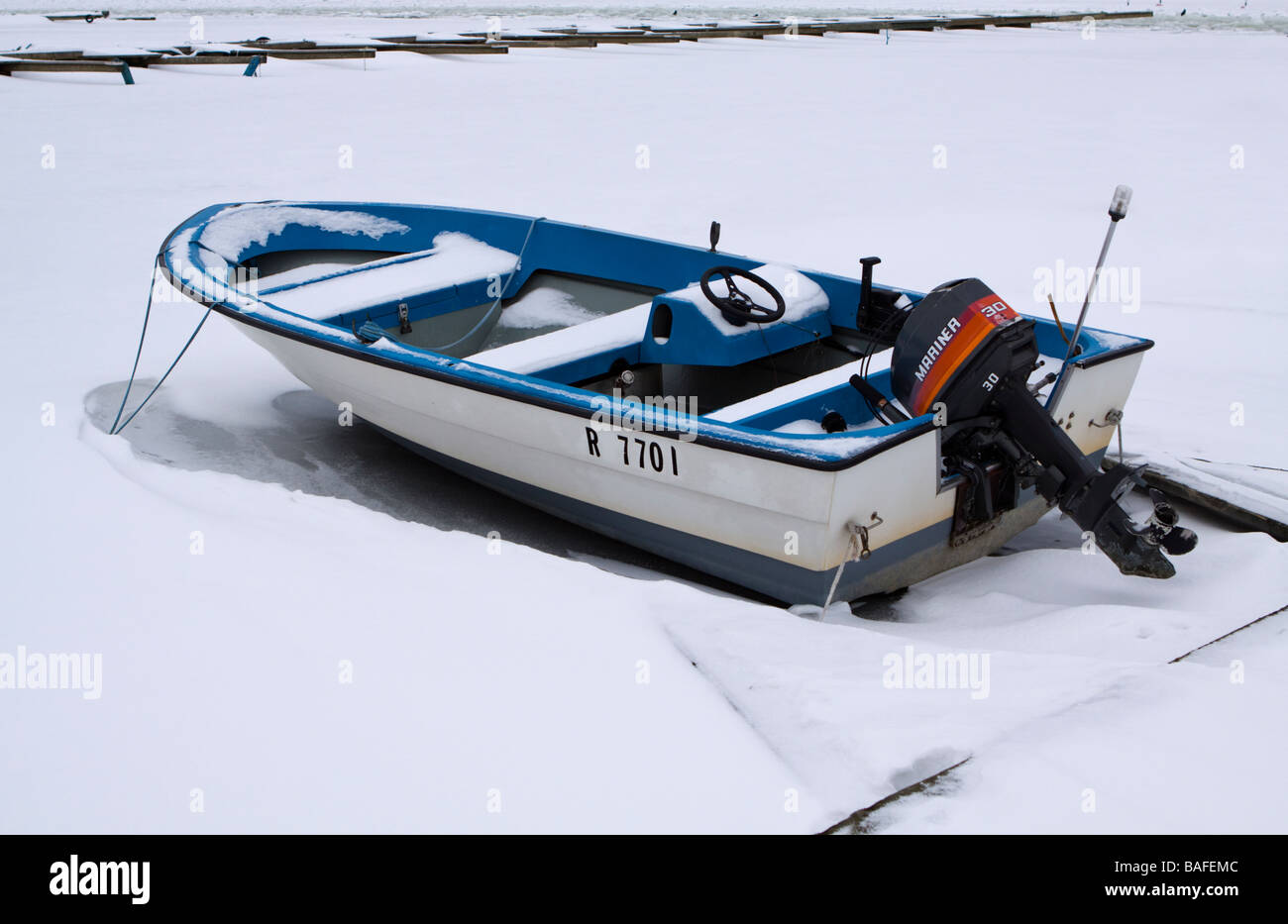 Boat Trapped in Ice Stock Photo - Alamy