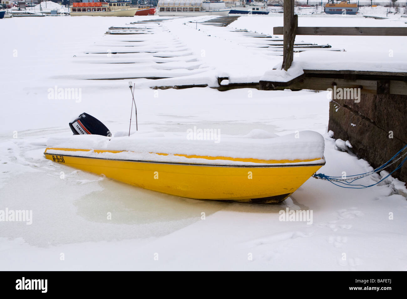 Boat Trapped in Ice Stock Photo - Alamy