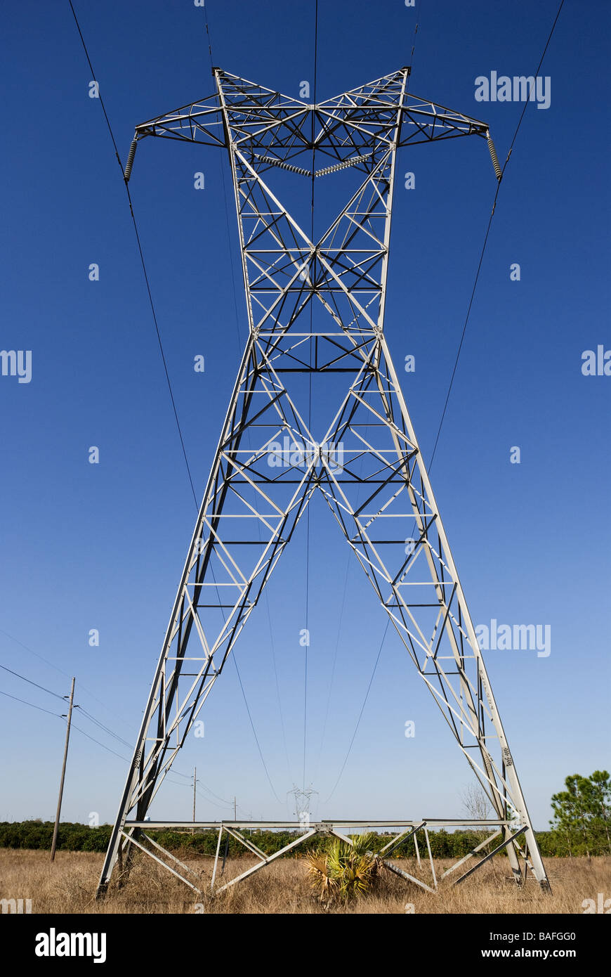 High tension power grid tower, Lake Wales, Florida Stock Photo - Alamy