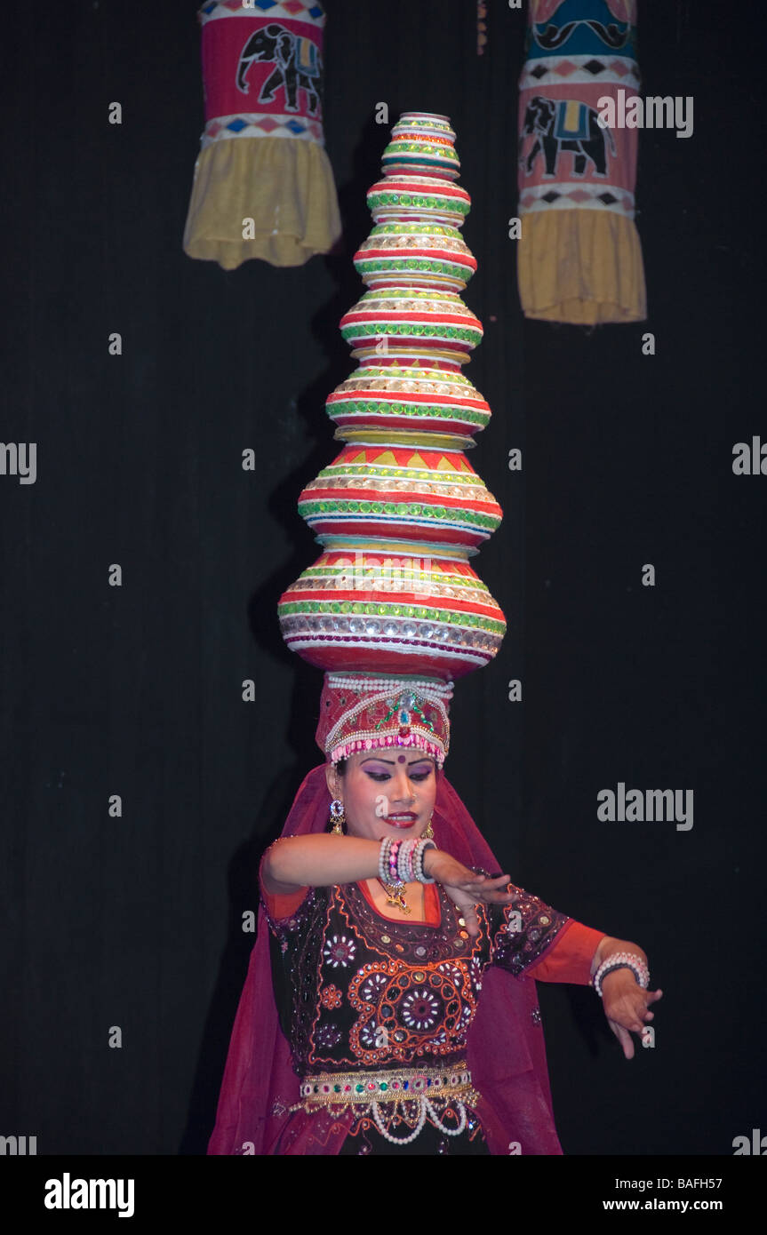 Dancer at a folk dance show Delhi India Stock Photo - Alamy