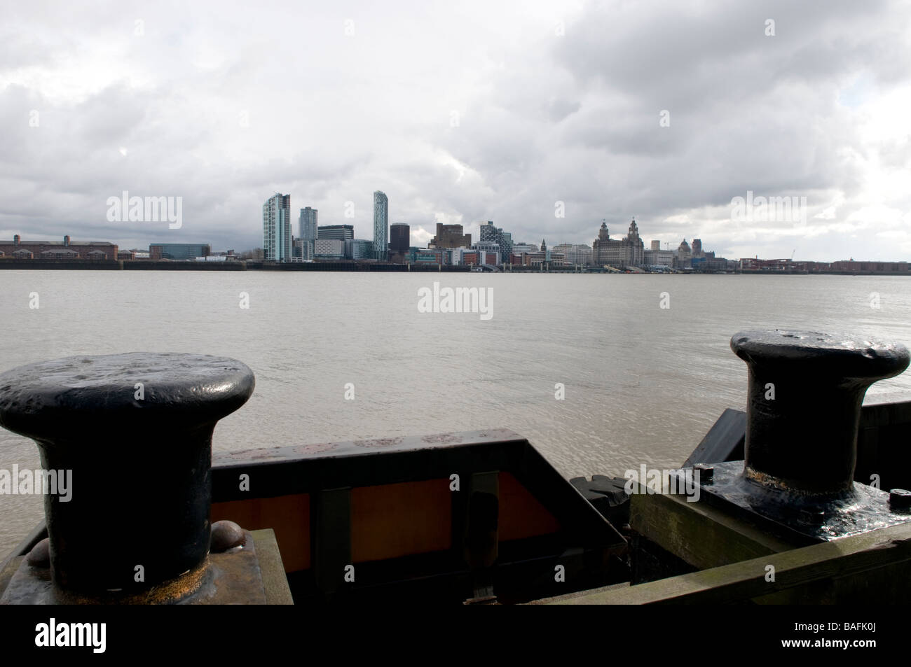Liverpool skyline from Mersey Ferry landing stage Stock Photo - Alamy