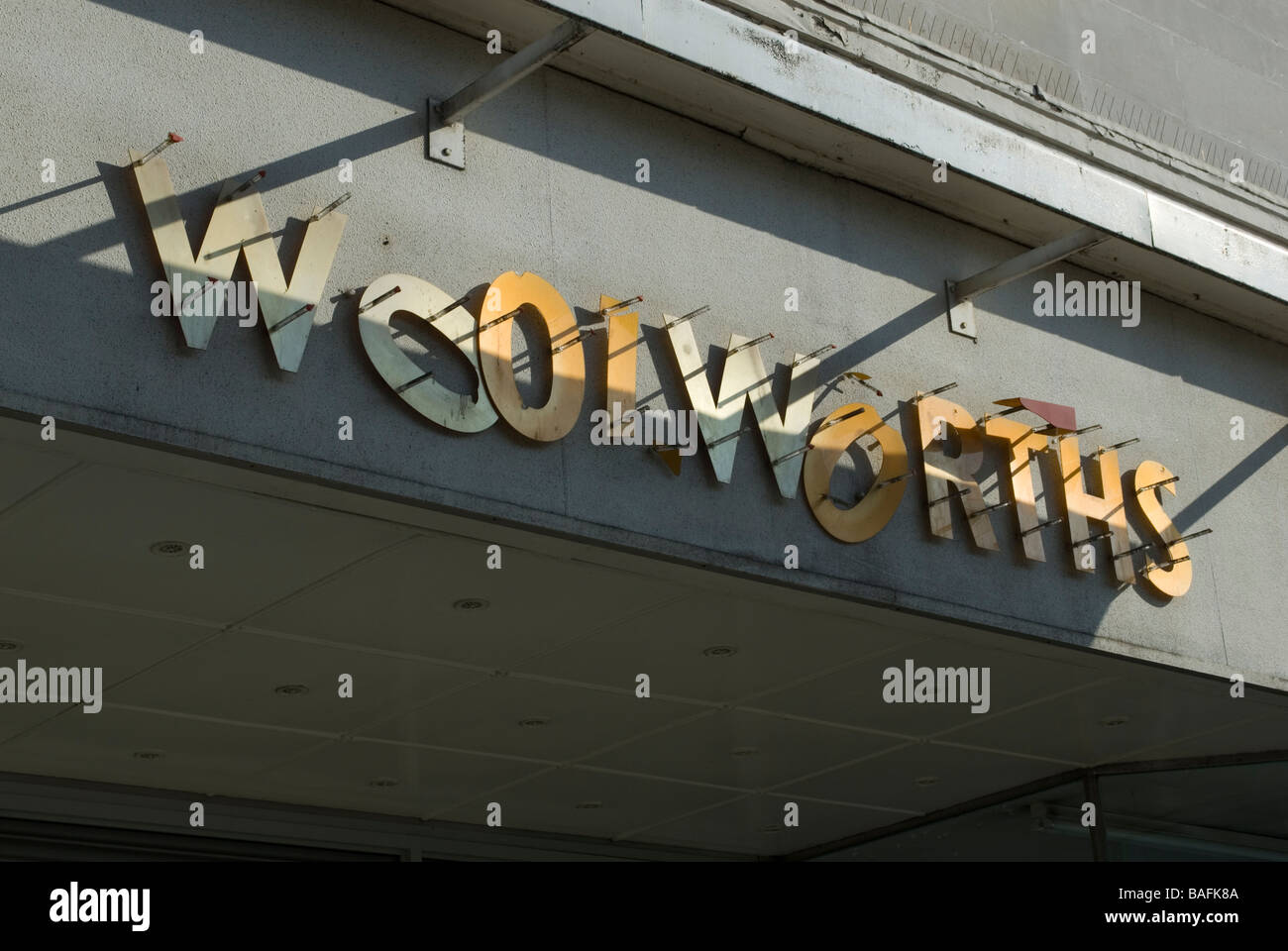 Once was Woolworths. The remains of a Woolworths shop sign on the Moor ...