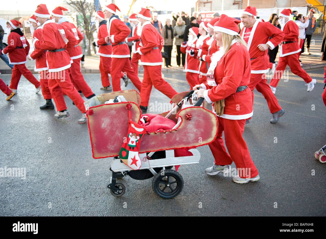 Santa dash / run in Liverpool UK Stock Photo - Alamy