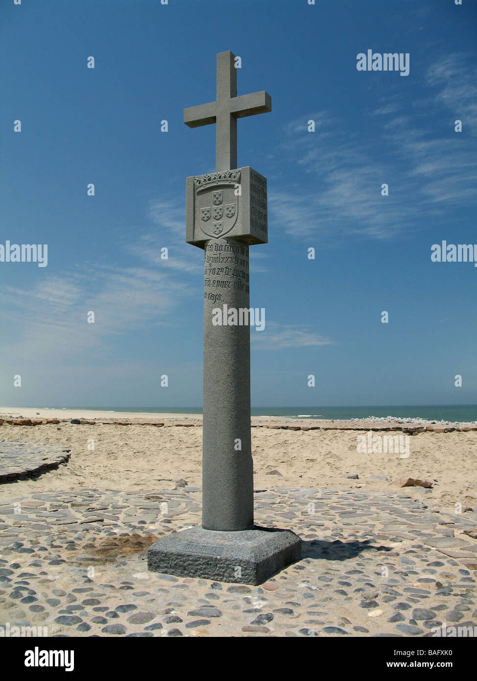 Stone cross or padrão at Cape Cross, Namibia Stock Photo - Alamy