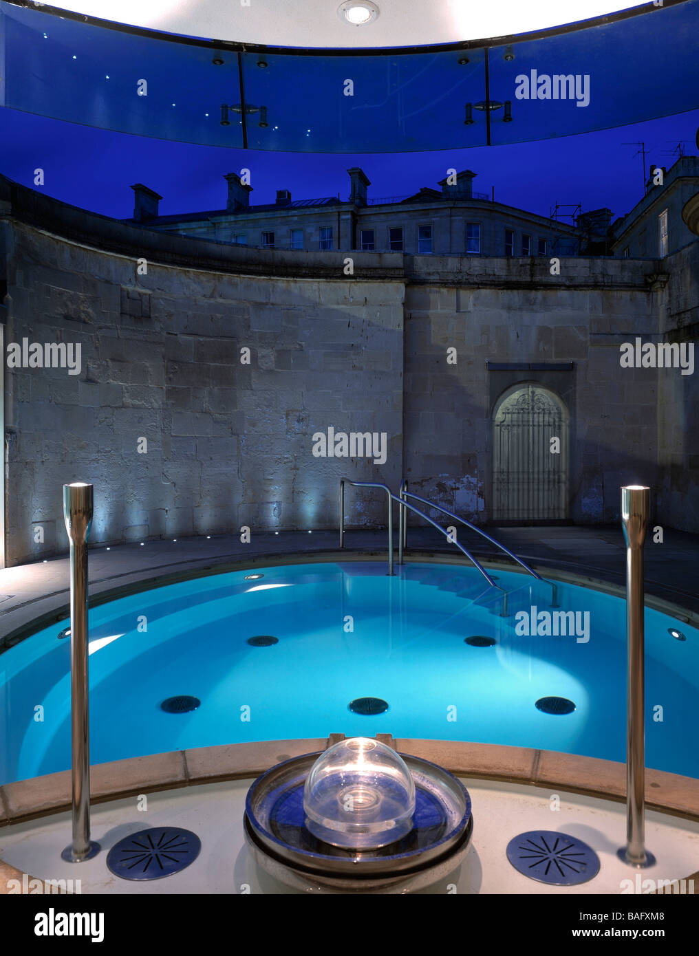 thema bath spa exterior view-dusk shot in cross bath Stock Photo - Alamy