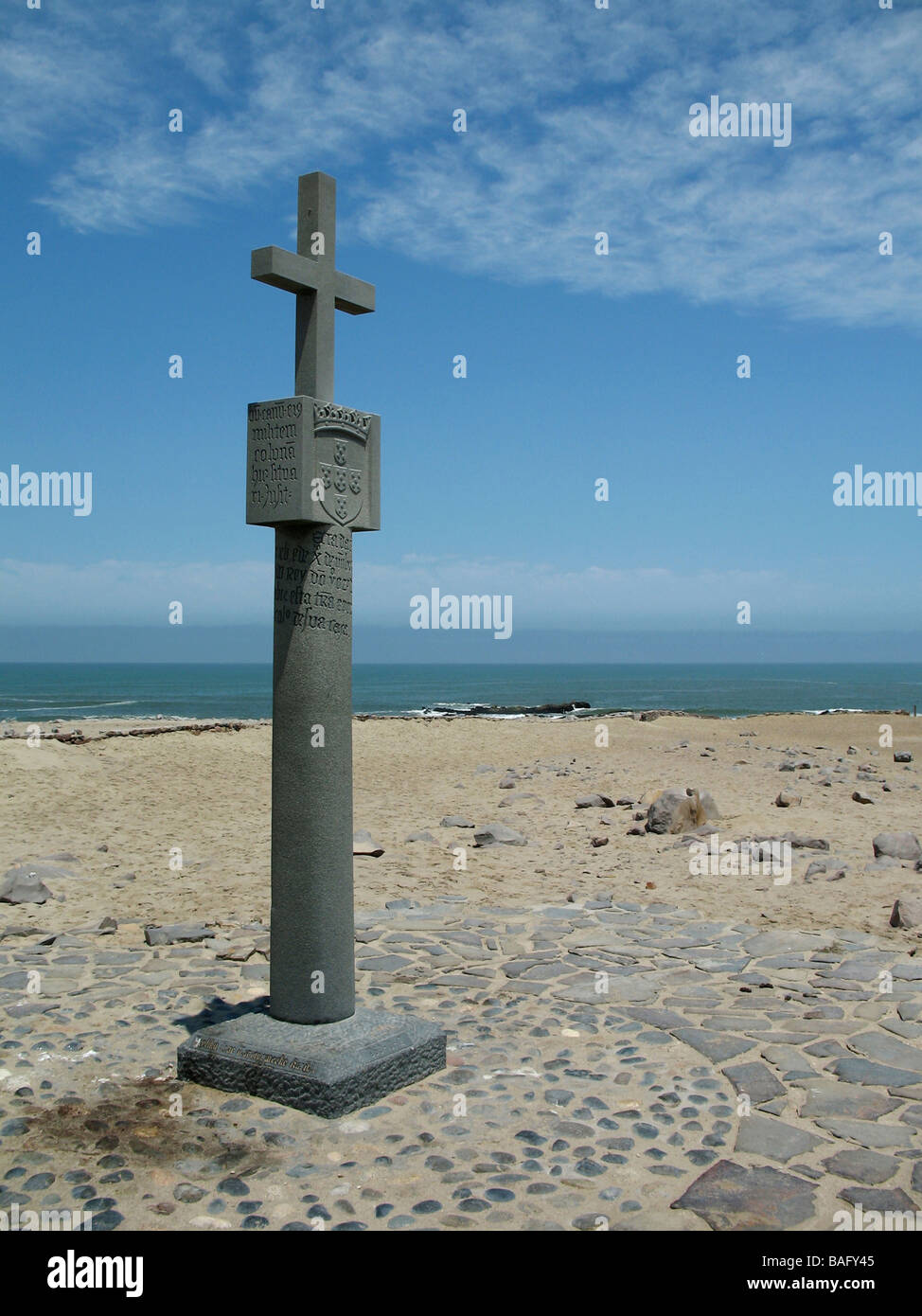 Stone cross or padrão at Cape Cross, Namibia Stock Photo - Alamy