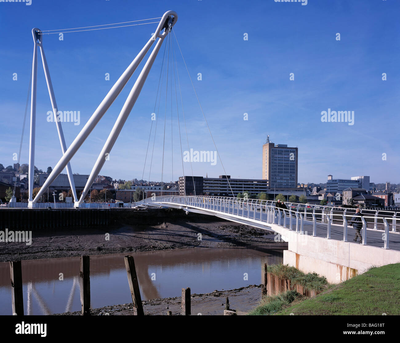 newport pedestrian bridge overall exterior view Stock Photo - Alamy